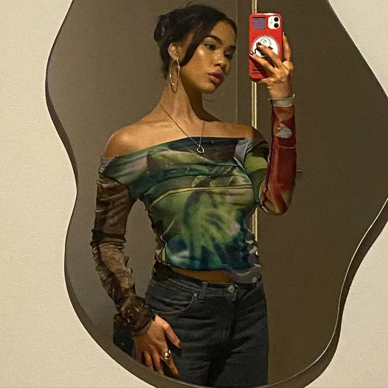 Printed Perch Mesh Top – Bella Chix Co